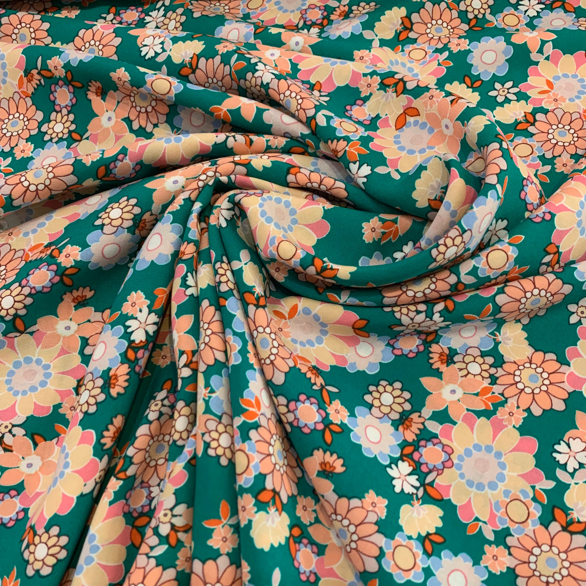 Groovy Floral Rayon Challis Fabric – Stitches